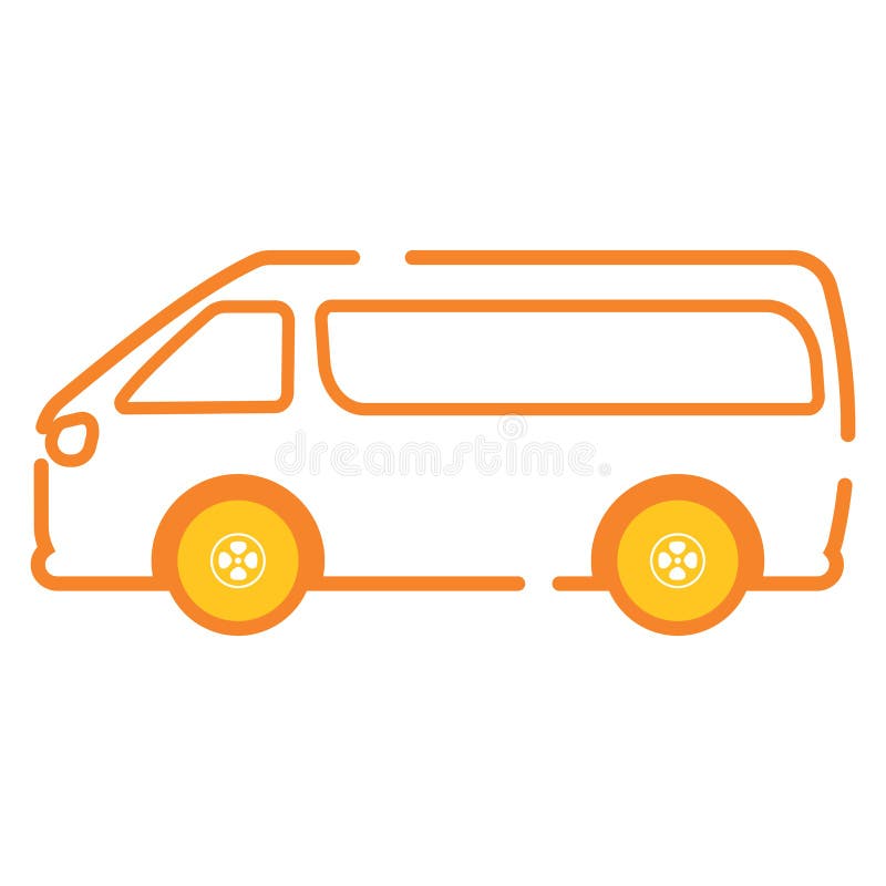 Isolated Van Icon Colored Otuline Vector Stock Vector - Illustration of ...