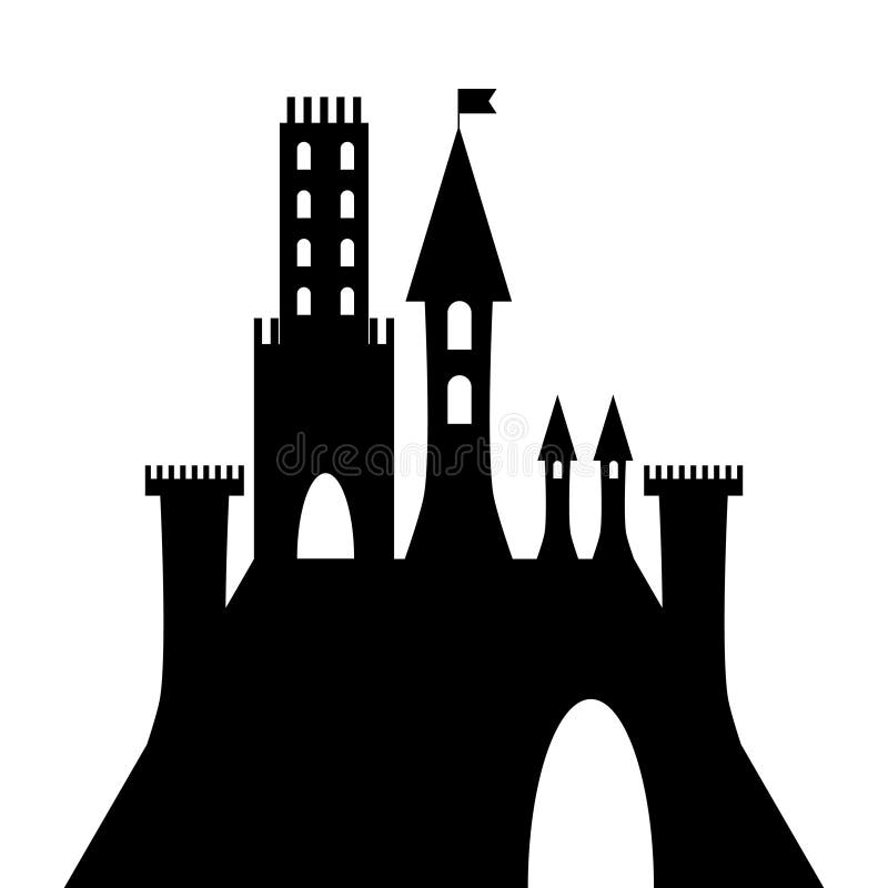 Isolated Ancient Gothic Castle Black Silhouette Stock Illustration ...