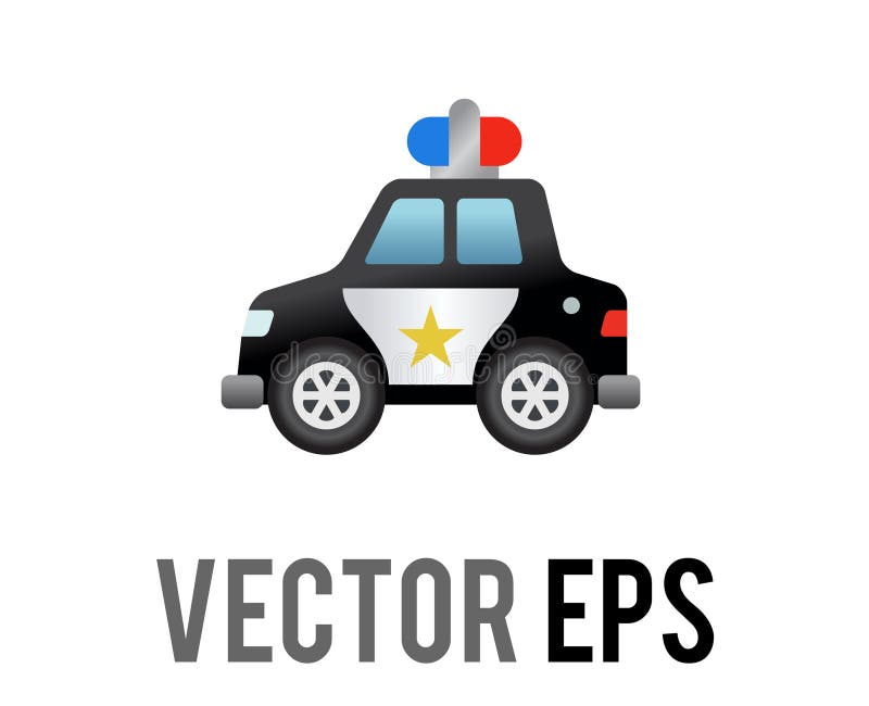 Isolated Vector Black Police Car Icon with an Emergency Light Stock ...