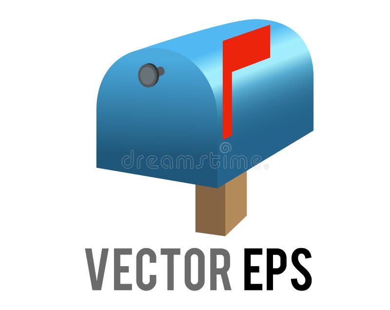 Vector Blue Close Mailbox, Letterbox, Postbox Icon with Red Raised Flag ...