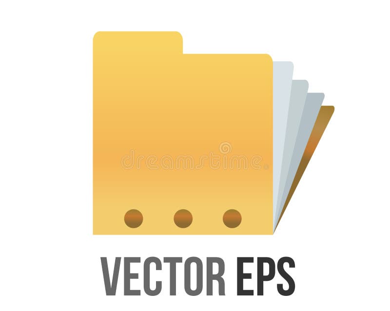 Vector Classic Gradient Yellow Computer File Folder Icon with Document ...
