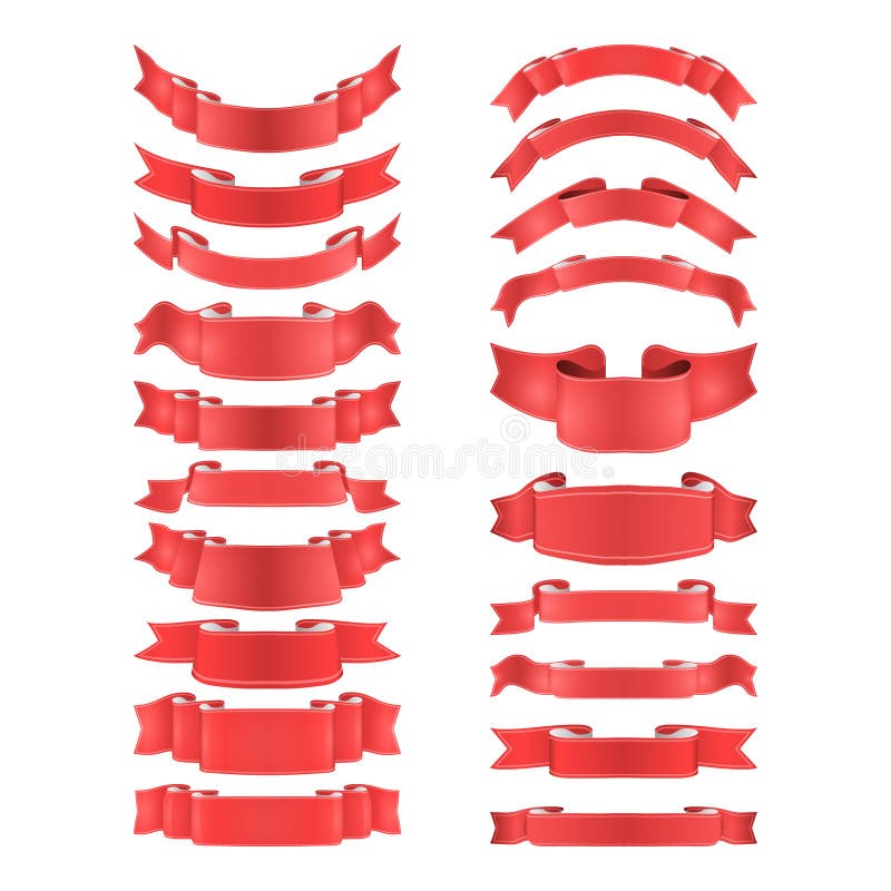 Isolated Vector Colored Satin Ribbons Set Stock Illustration ...