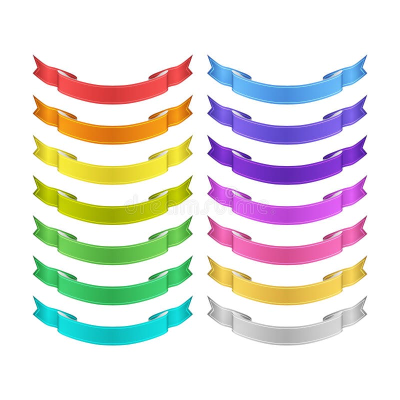 Vector Colored Satin Ribbons Set Stock Illustration - Illustration of ...