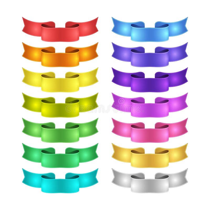 Vector Colored Satin Ribbons Set Stock Illustration - Illustration of ...