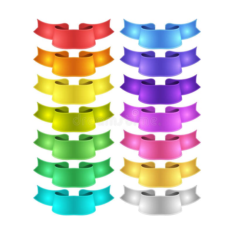 Vector Colored Satin Ribbons Set Stock Illustration - Illustration of ...