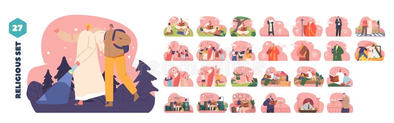 Isolated Vector Elements with Cartoon Characters Perform Religious ... Isolated Vector Elements with Cartoon Characters Perform Religious ...