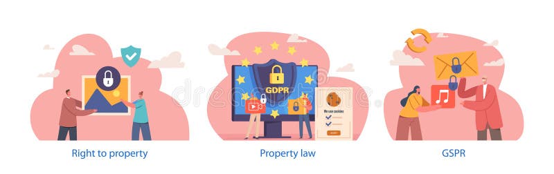 Isolated Vector Elements with Characters Perform Gdpr, General Data ...