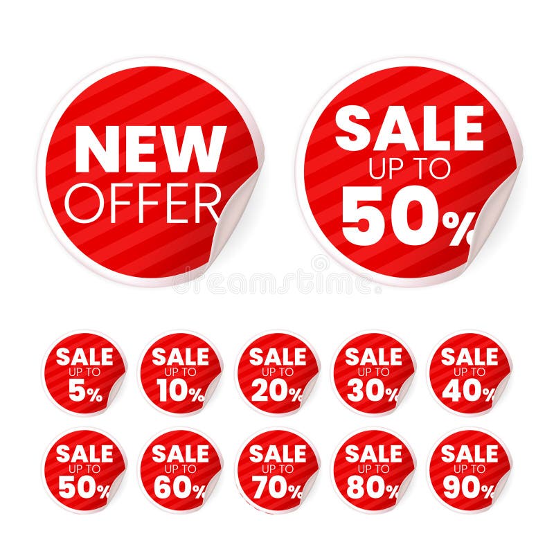 3D Realistic High Quality Red Labels on White Background Stock Vector ...