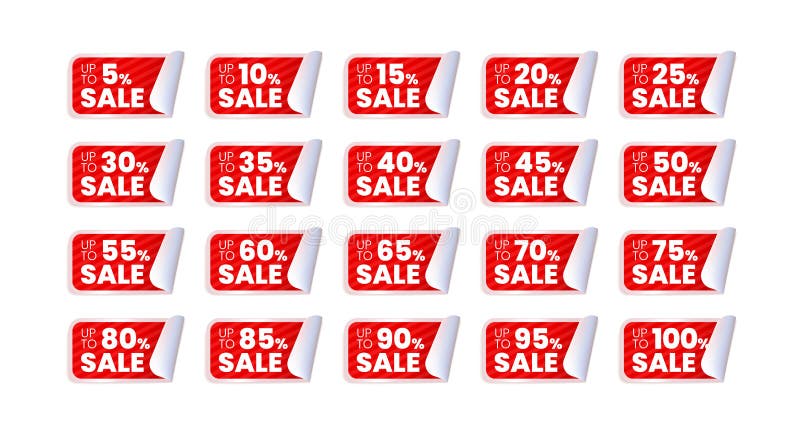 3D Realistic High Quality Red Labels on White Background Stock Vector ...