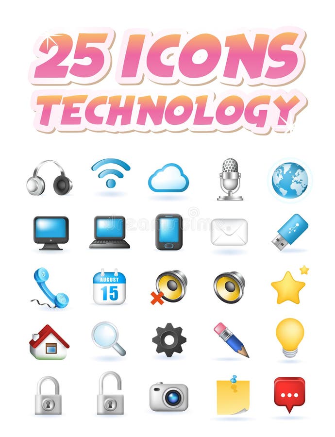 Realistic Cute Icons on White Background . Isolated Vector Illustration ...
