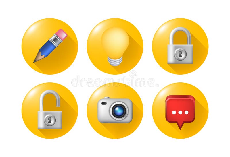 Realistic Cute Icons on White Background . Isolated Vector Illustration ...