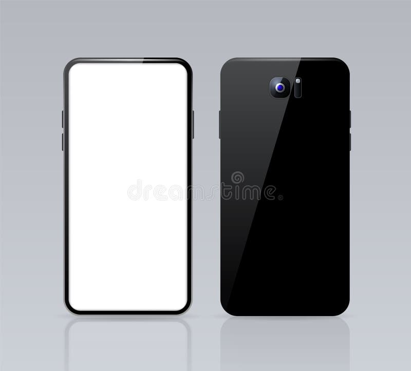 Realistic Smartphone , Black Color . Perspective View . Isolated Vector ...