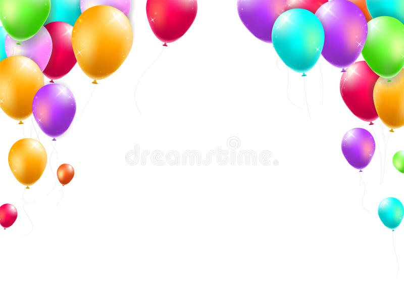 Happy Birthday Colored Party Balloons on White Background Stock Vector ...