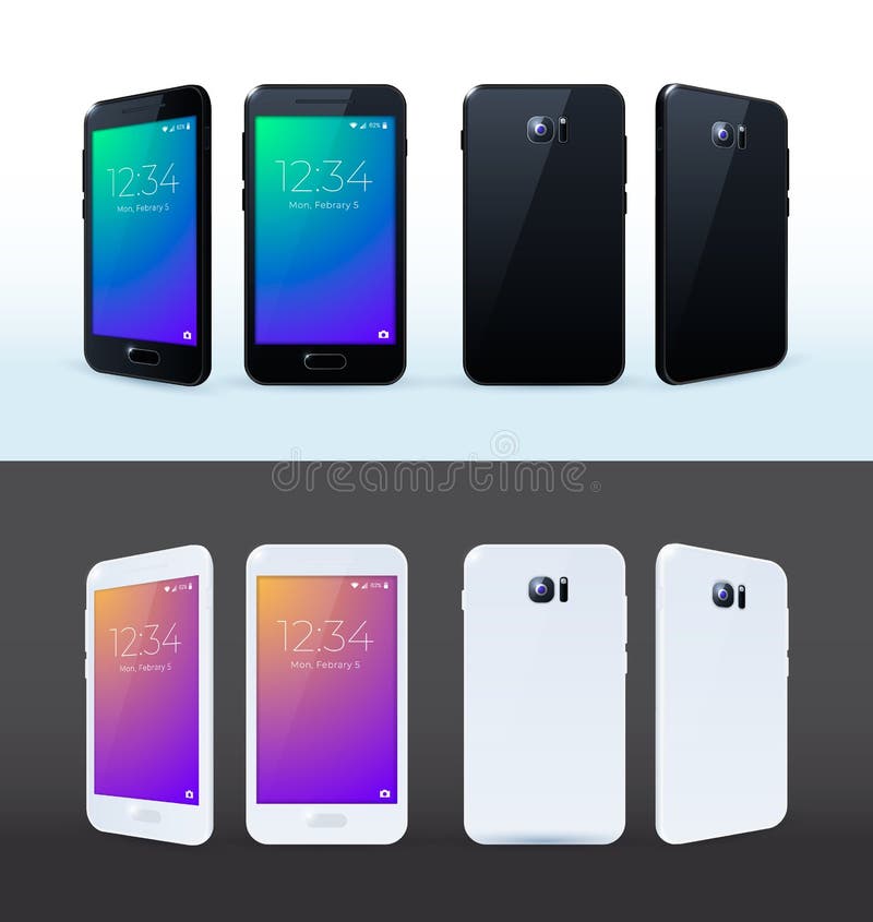 Realistic Smartphone , Black Color . Perspective View . Isolated Vector ...