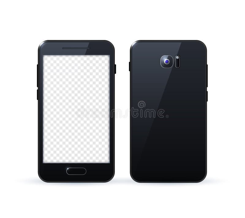 Realistic Smartphone , Black Color . Perspective View . Isolated Vector ...