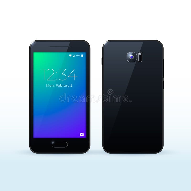 Realistic Smartphone , Black Color . Perspective View . Isolated Vector ...