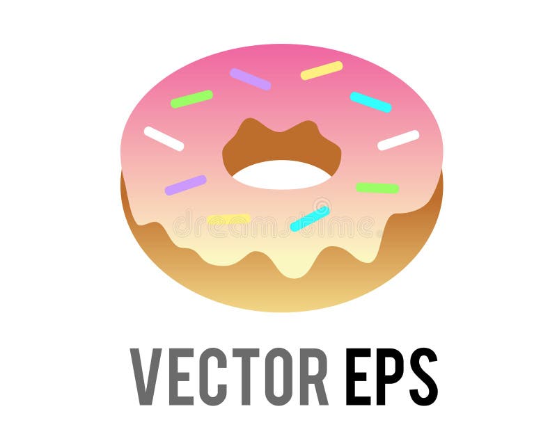 Isolated Vector Gradient Pink Sweet Snack Dessert Donut Icon Stock Vector - Illustration of ...