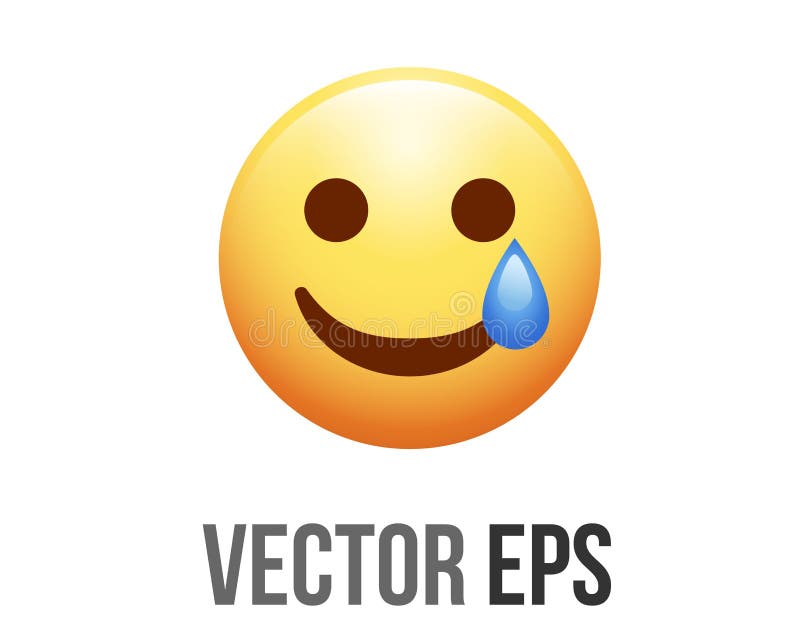 Vector Gradient Yellow Smiley Face Icon with Blue Tear Icon Stock ...
