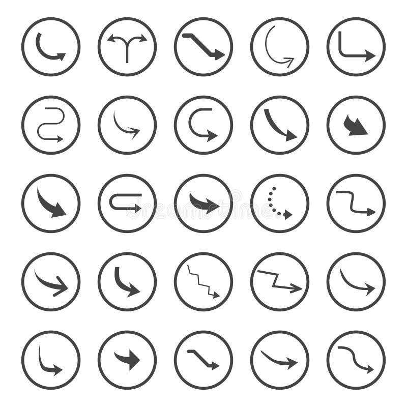 Isolated Vector Hand Drawn Arrows Set on a White Background. Curve ...