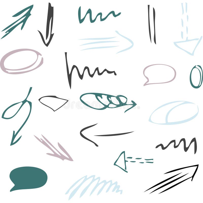 Isolated Vector Hand Drawn Black Arrows Set Stock Illustration ...