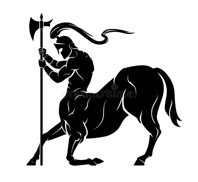 Centaur Kneeling Guard, Mythical Creature Side View Silhouette Stock ...
