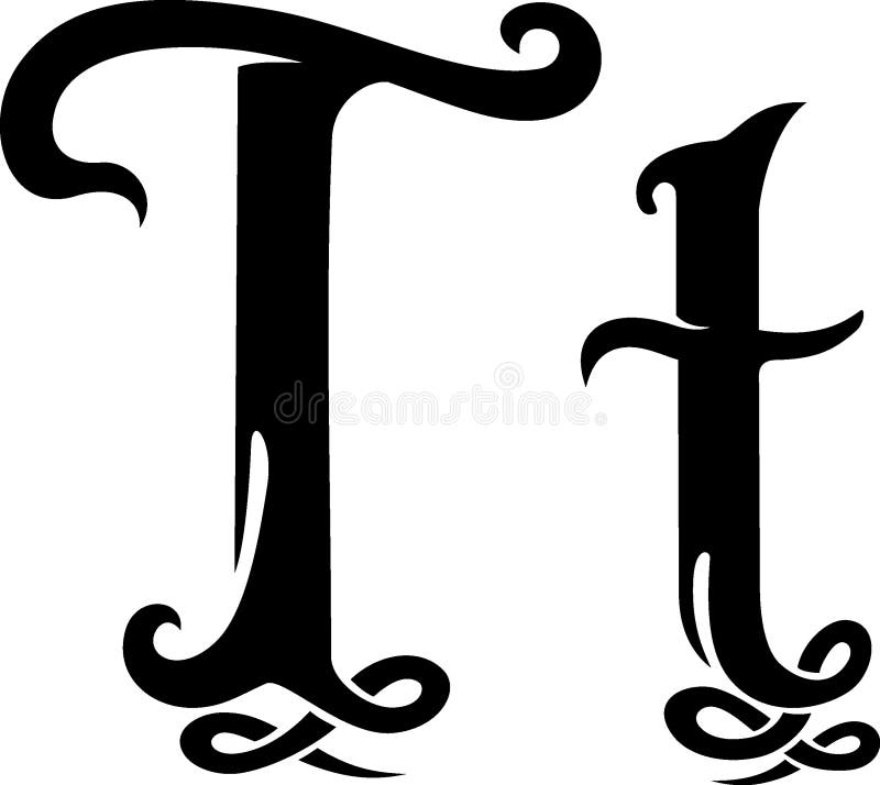 Letter T Monogram stock vector. Illustration of silhouette - 144598047