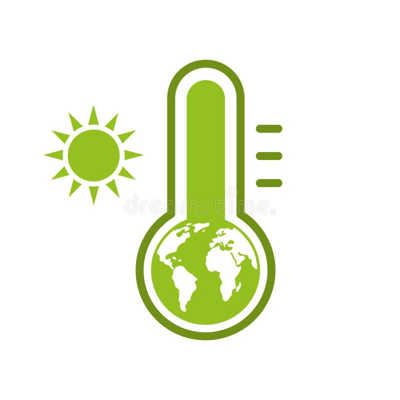 Global Warming, Ecological Issues. Thermometer Earth Globe and Sun Icon ...