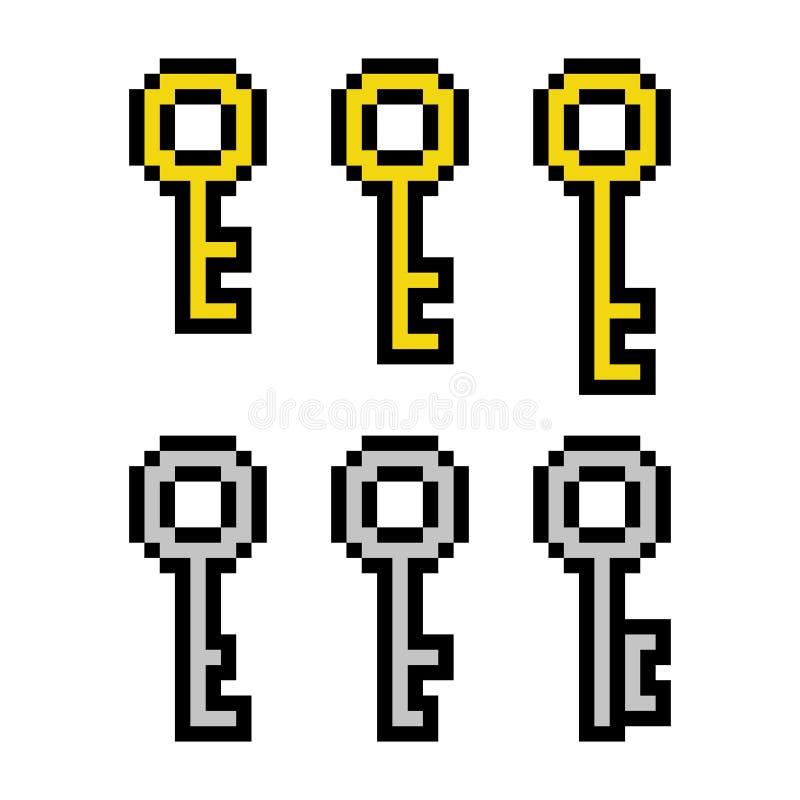 Pixel Art 8-bit Set of Different Style Pixelated Keys - Isolated Vector ...