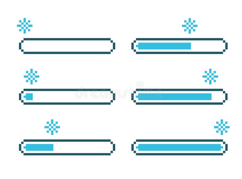 Set of Pixel Art 8-bit Snow Status Bars - Isolated Vector Illustration ...