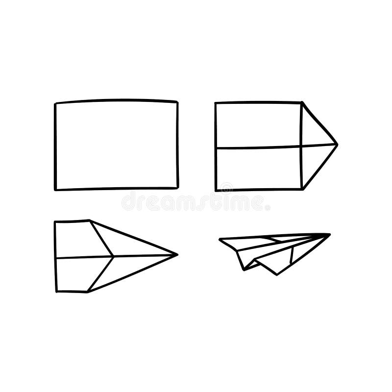 Simple Paper Planes Set Tutorial Line Art Doodle Style - Isolated ...