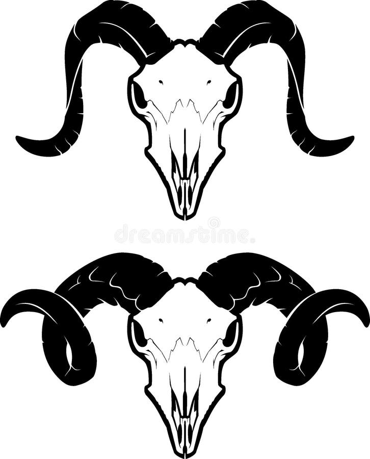 Skull Ram Front Set stock vector. Illustration of clipart - 136086934