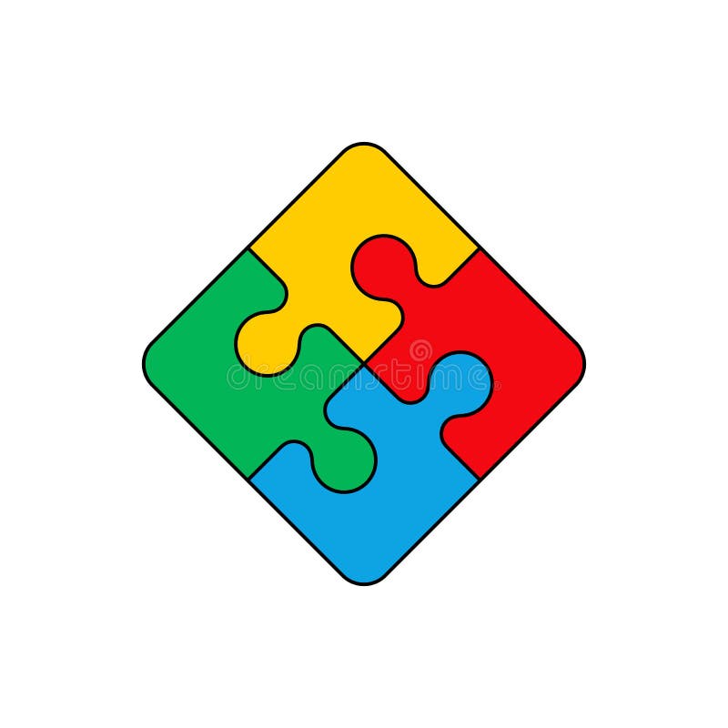 Puzzle Icon. Four Colored Puzzle Pieces. Stock Vector - Illustration of ...
