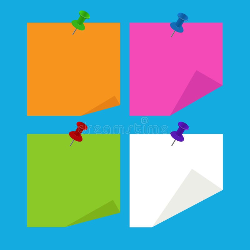 Sticky Note With Pin Clip. Isolated Vector Illustration Stock Vector ...