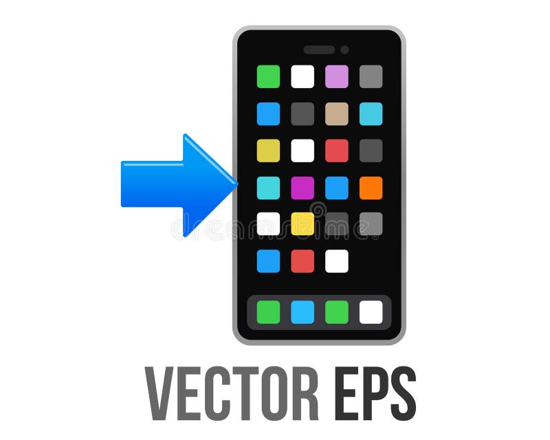 Vector Mobile Phone Icon with Rightward Arrow Pointed at it from Left ...
