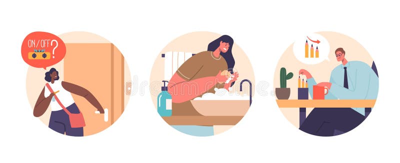 Isolated Vector Round Icons or Avatars of Characters Suffer of ...