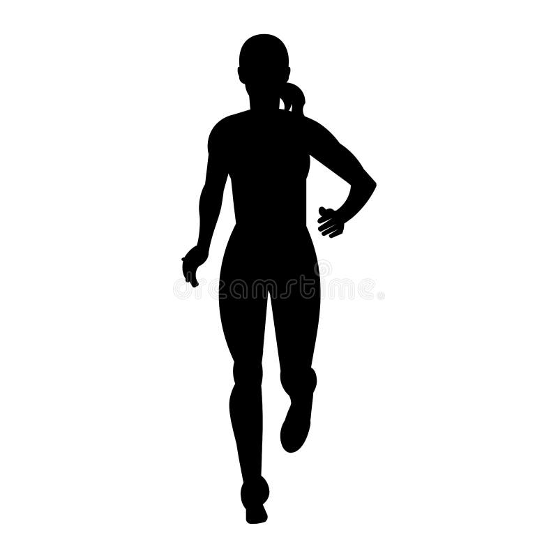 Isolated Vector Silhouette of a Girl Running Forward Stock Vector ...