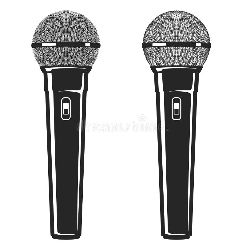 Isolated Silhouettes of Dynamic Microphones Stock Vector - Illustration ...