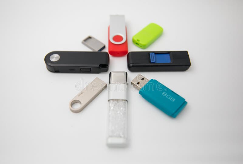 Closeup and Isolated View of Various Memory Sticks Stock Image - Image ...