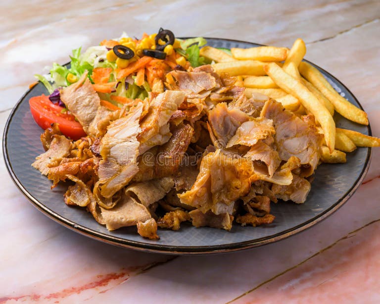 Isolated View of a Turkish Kebab Combo Platter Stock Image - Image of ...