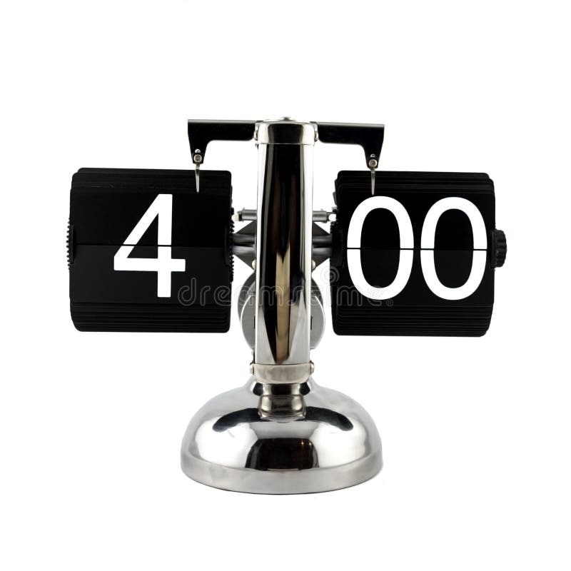 Isolated Vintage Flip Clock at Four O`clock Stock Image - Image of ...
