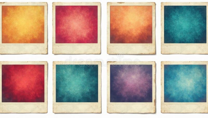 Isolated Vintage Polaroid Frames, Various Colors Textures, Worn, Memory ...