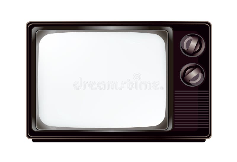 Isolated Vintage Television with Empty Screen Mockup Template Stock ...
