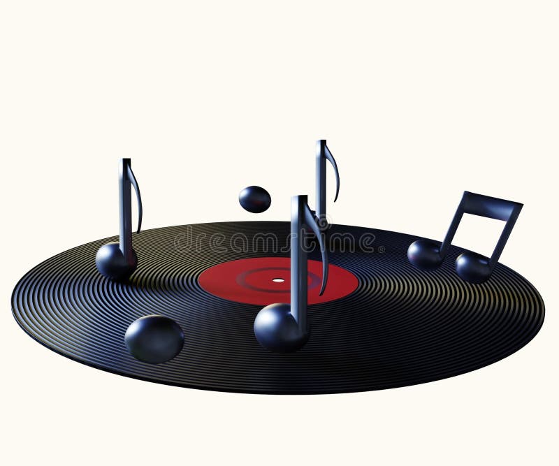 Vinyl Record Record and Music Notes in the White Stock Illustration ...