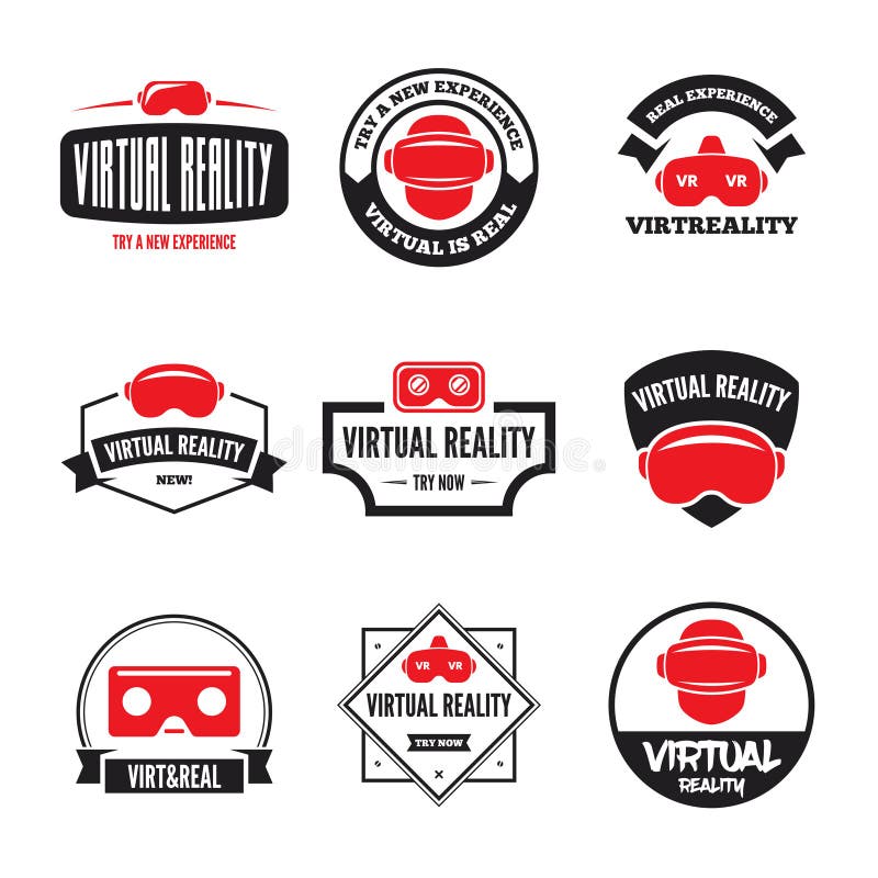 Isolated Vr Headset Logotype Set. Virtual Reality Helmet Logo. Head ...