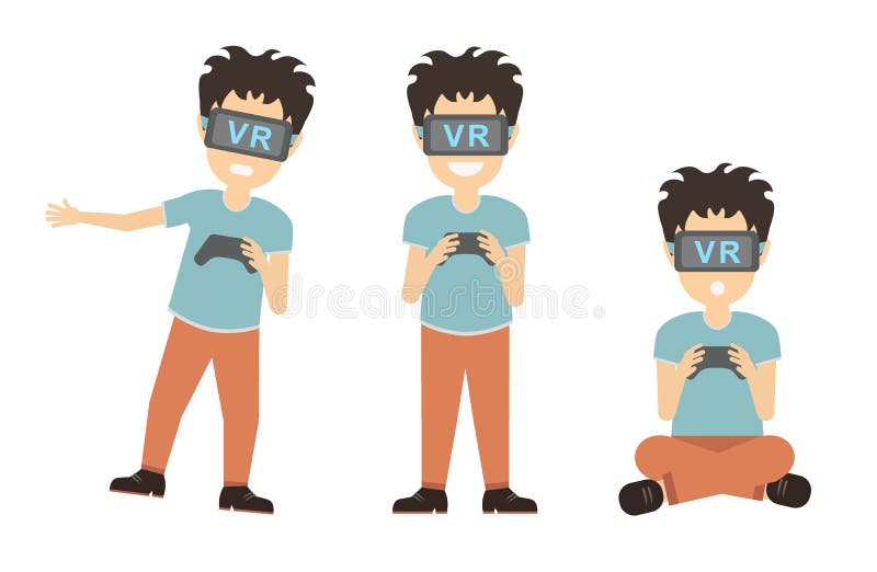 Cartoon Guy Using Virtual Reality Glasses Stock Illustrations – 83 ...