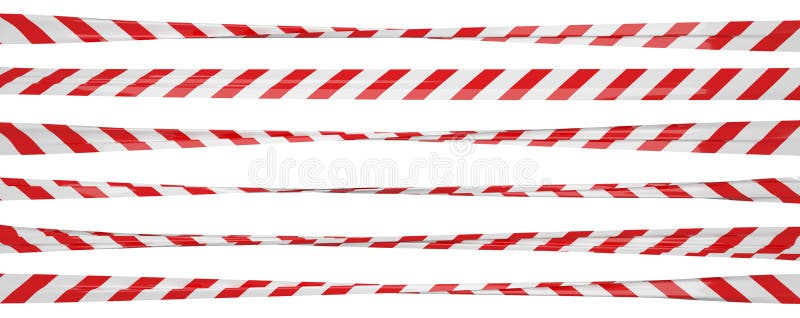 Isolated Warning Tape with Red and White Stripes. Stretched Caution ...