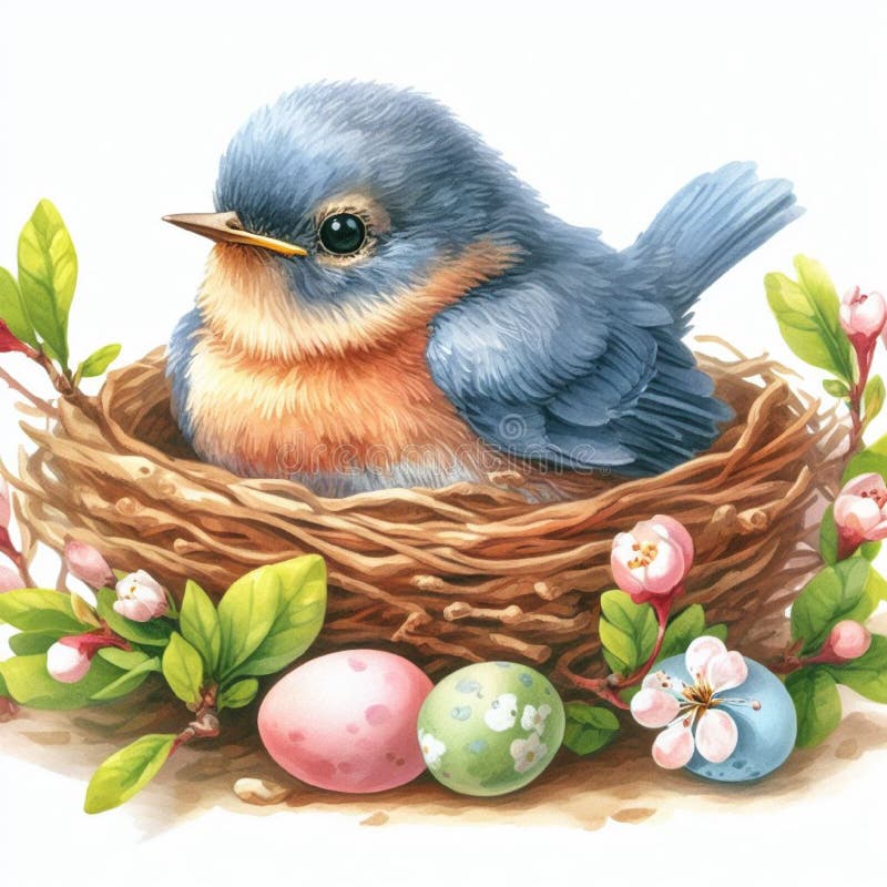 Isolated Watercolor Springtime Baby Bird Stock Photo - Image of yellow ...