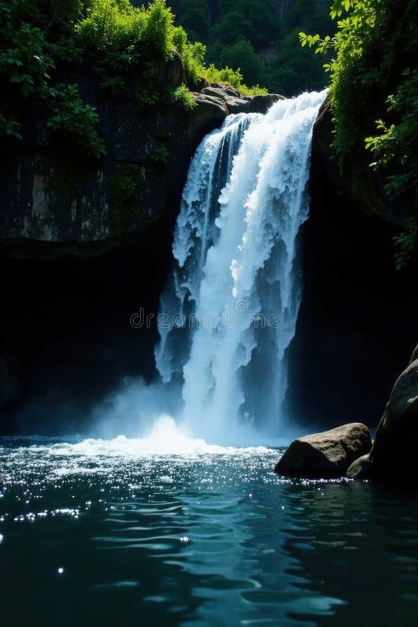 Isolated Waterfall, Cascading Water, Black Background, Cascade ...