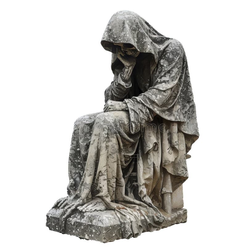 Contemplative Statue on Transparent Background Stock Image - Image of ...