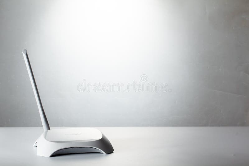 Isolated White Access Point on Table in Office Stock Image - Image of ...
